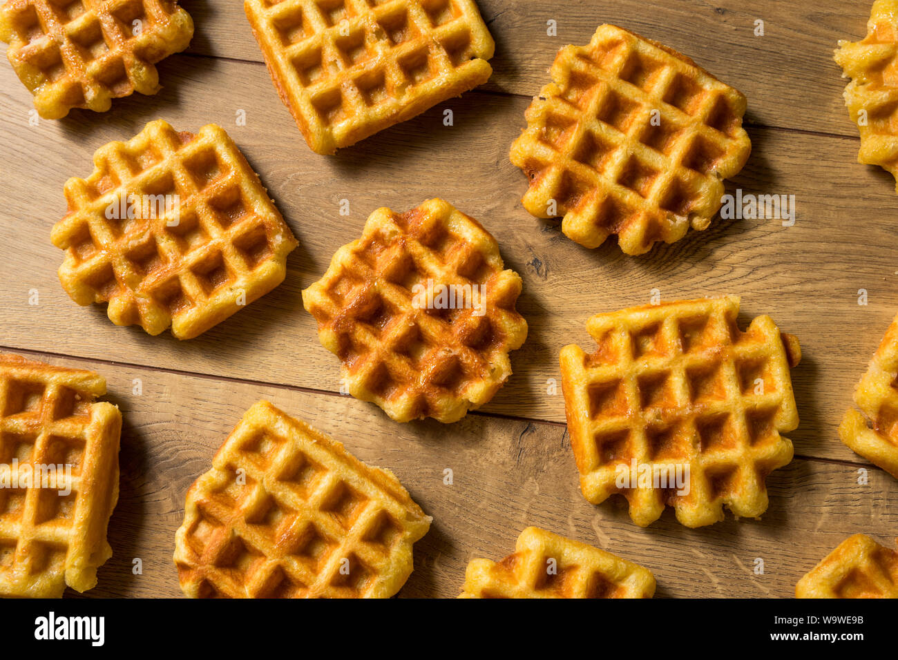 Homemade Belgian Sugar Waffles Ready to Eat Stock Photo - Alamy