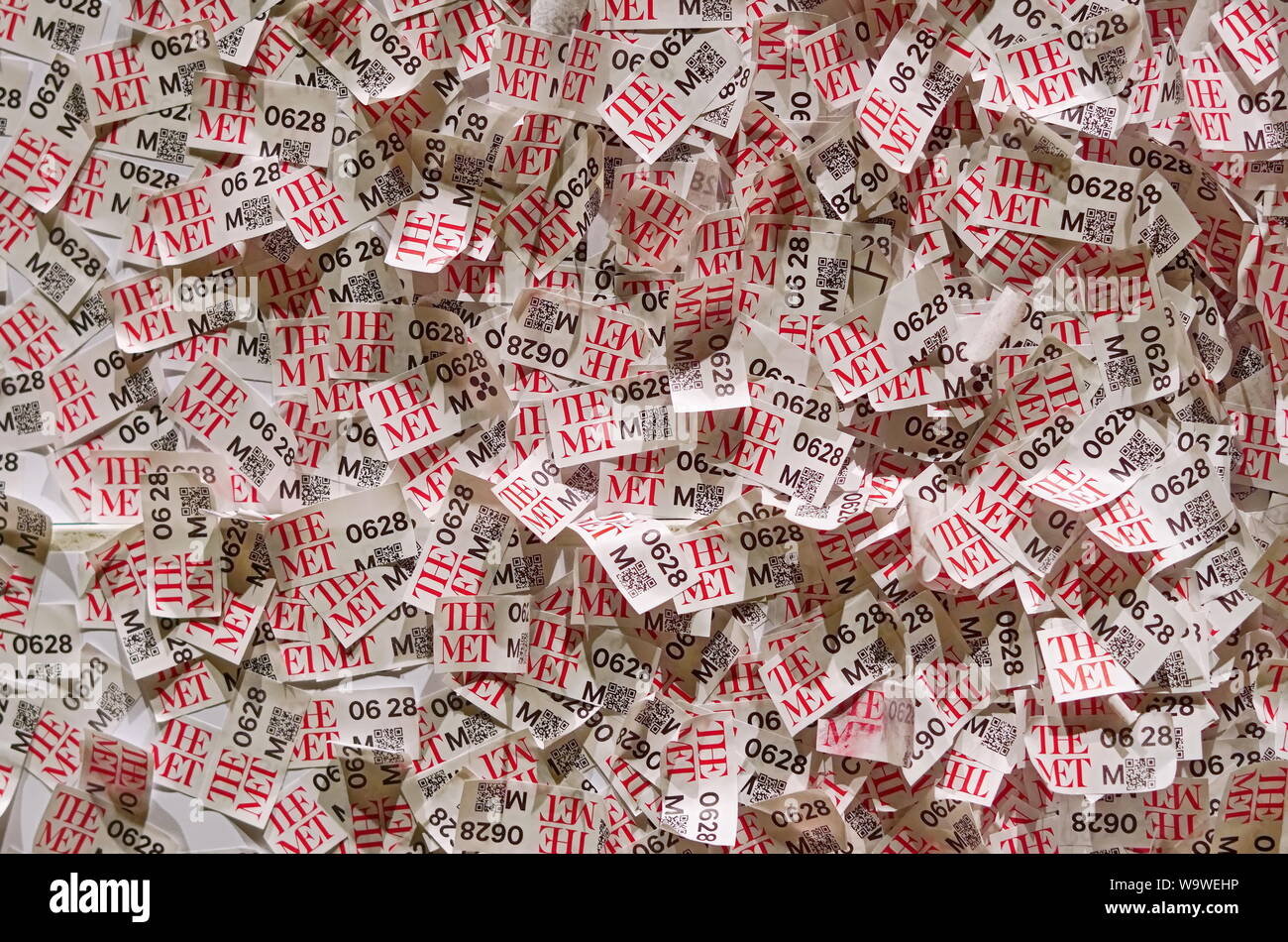 New York City, NY / USA - June 28, 2019: Admission stickers at the Met ...