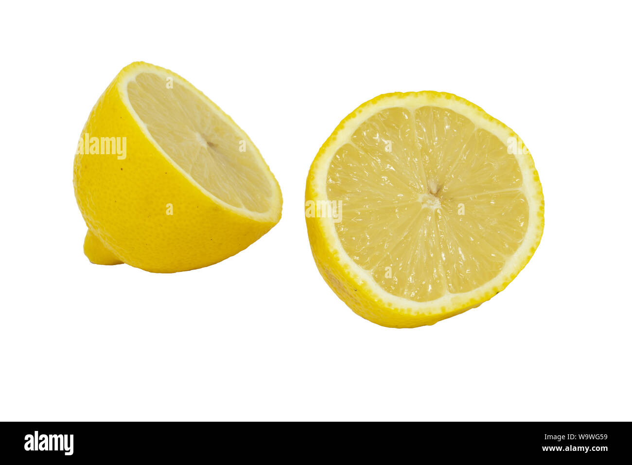 an yellow lemon fruit cut in half isolated on a white background Stock ...