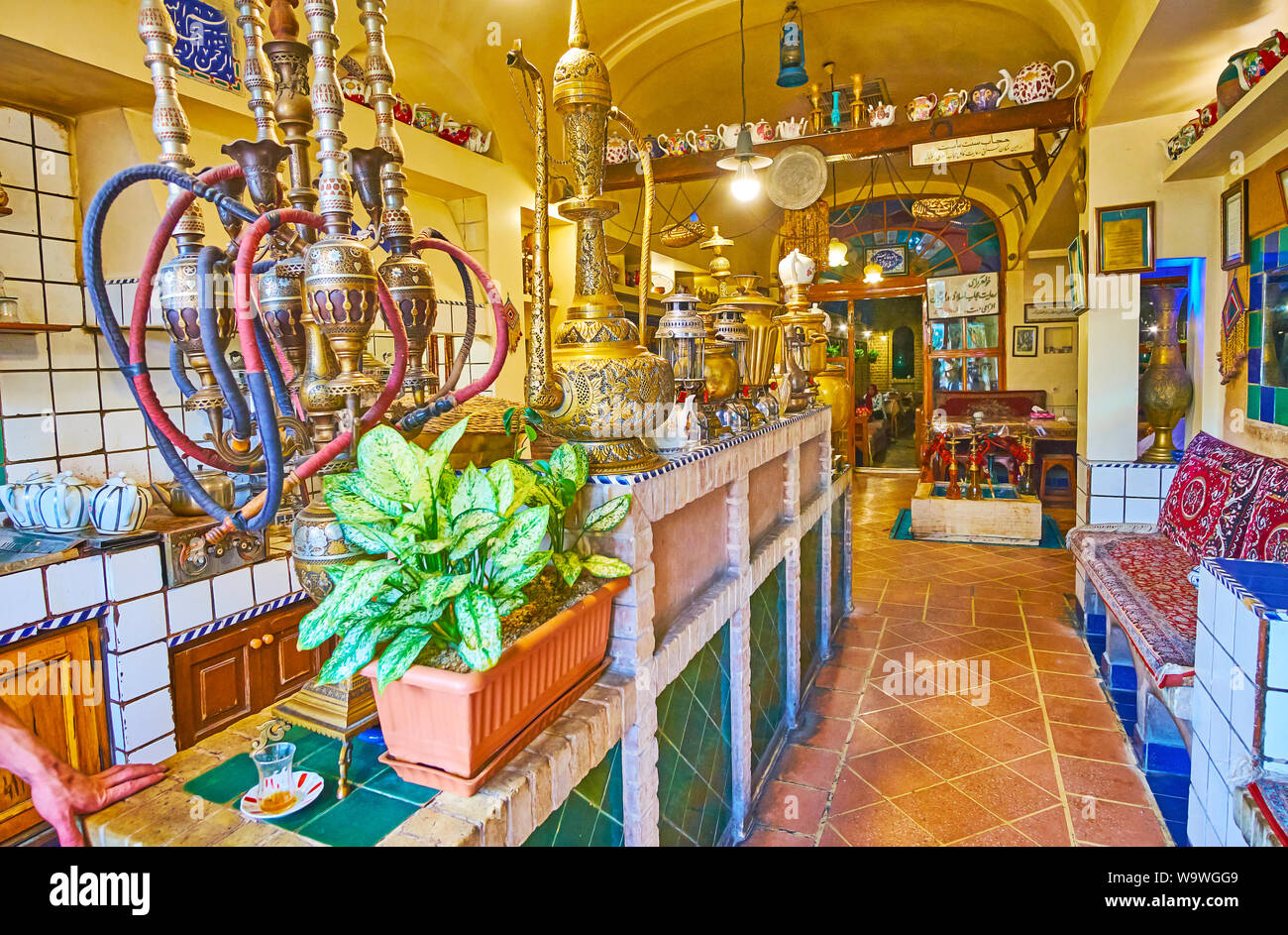 TEHRAN, IRAN - OCTOBER 25, 2017: The bar counter of Azari Traditional ...