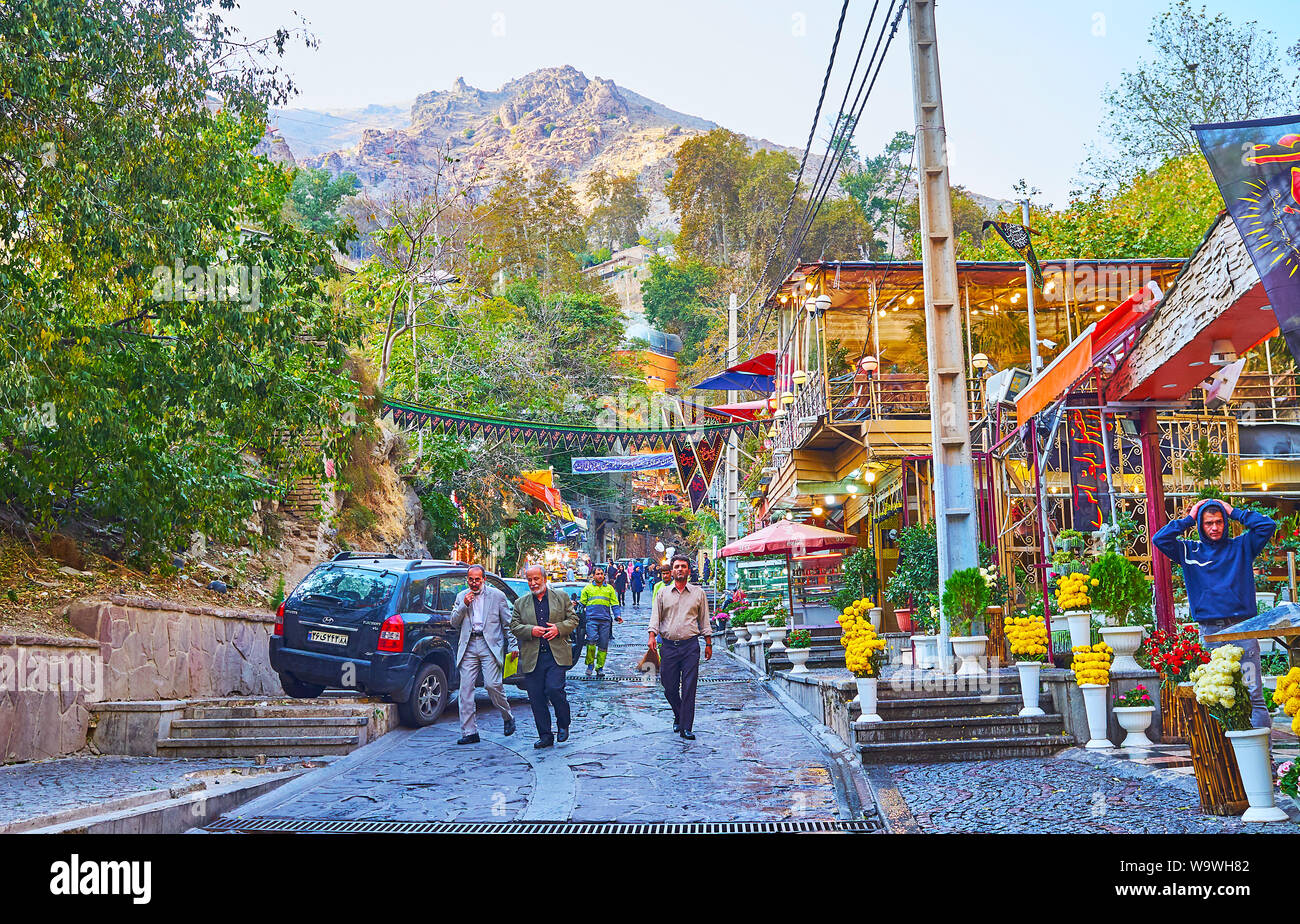 TEHRAN, IRAN - OCTOBER 25, 2017: Darband is popular recreational zone ...