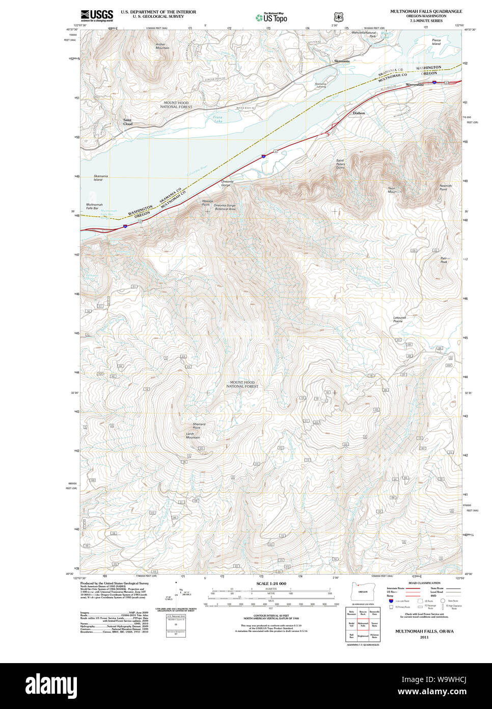 Multnomah falls map hi-res stock photography and images - Alamy