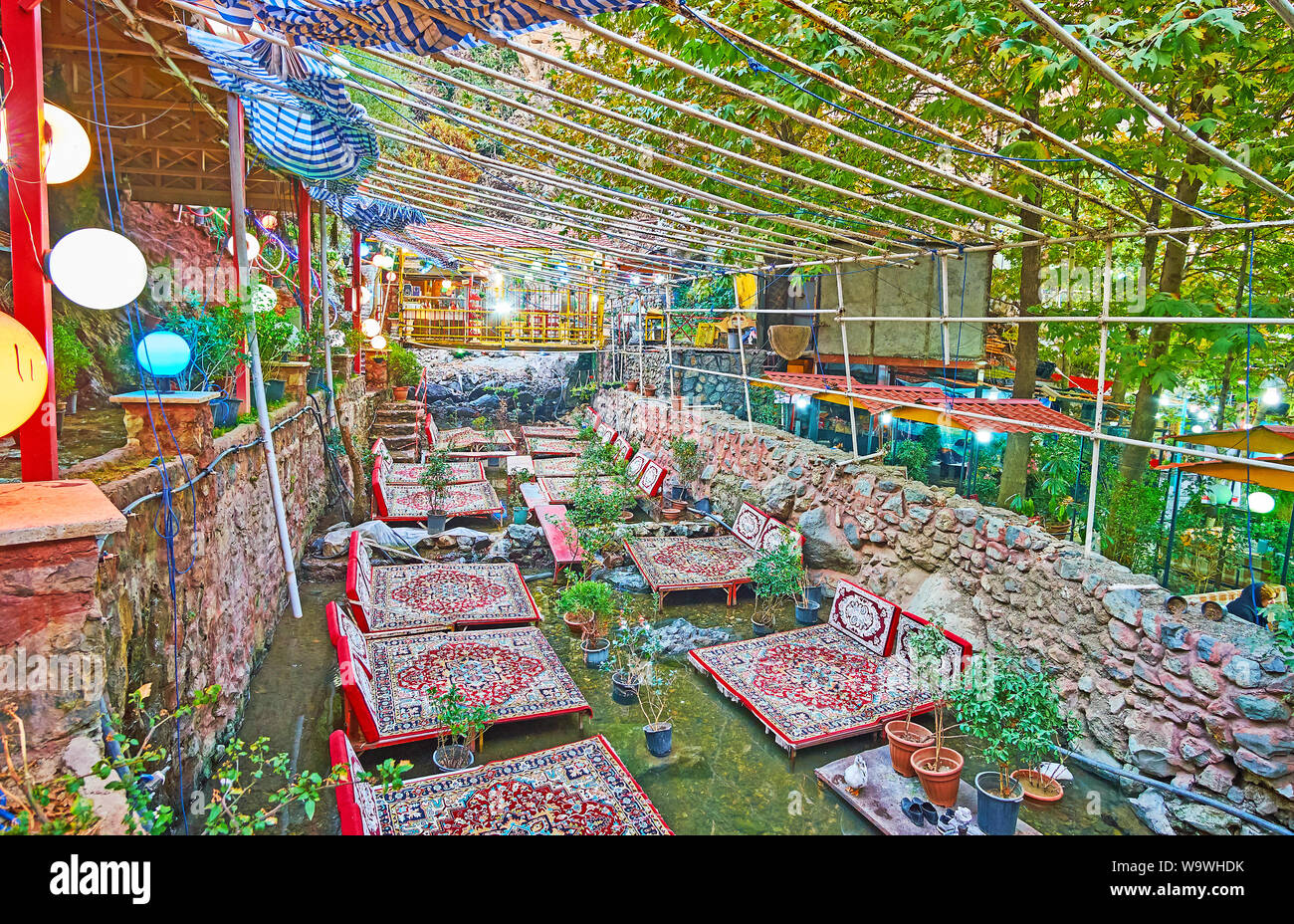 TEHRAN, IRAN - OCTOBER 25, 2017: Visit some lounge cafe in Darband ...