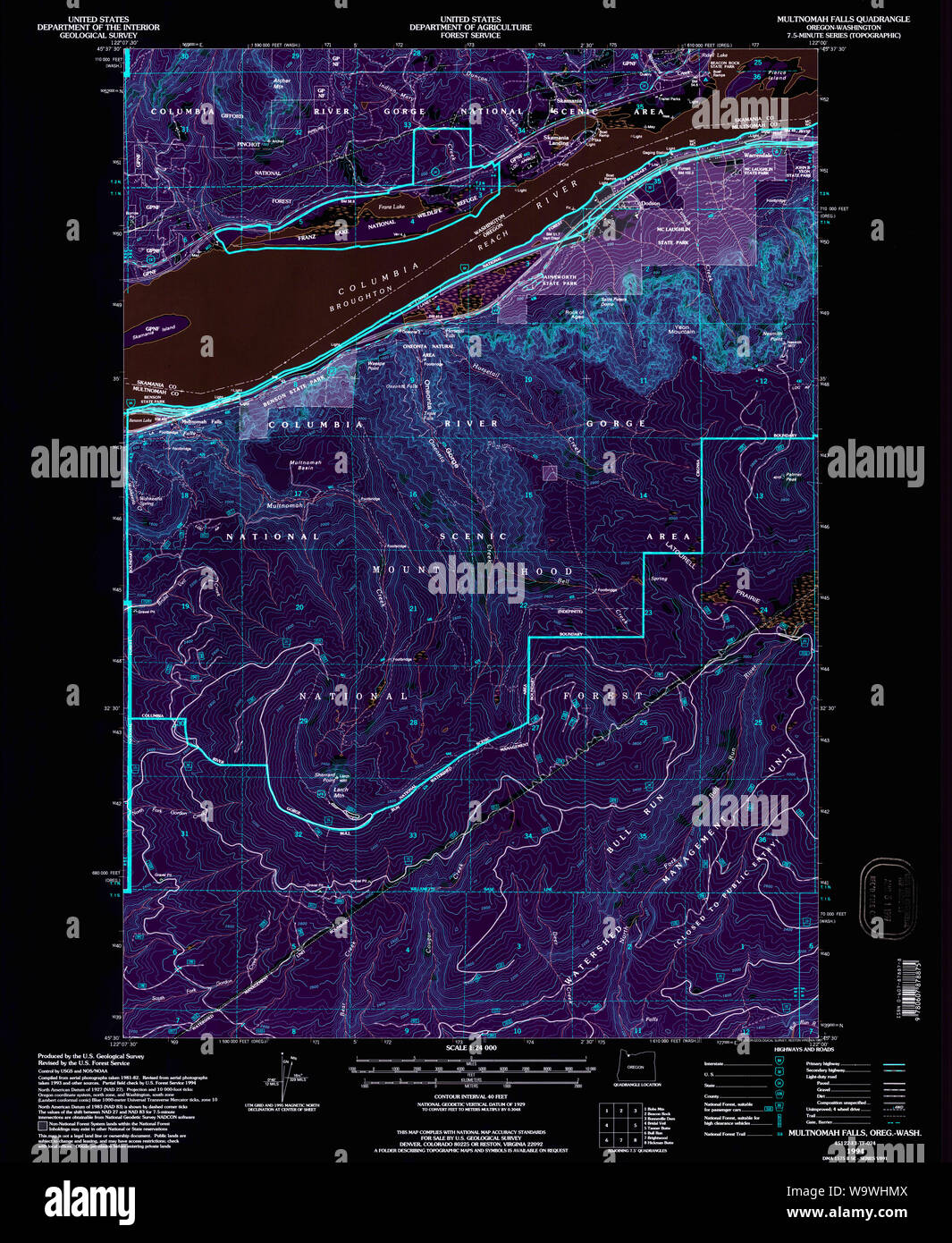 Multnomah falls map hi-res stock photography and images - Alamy