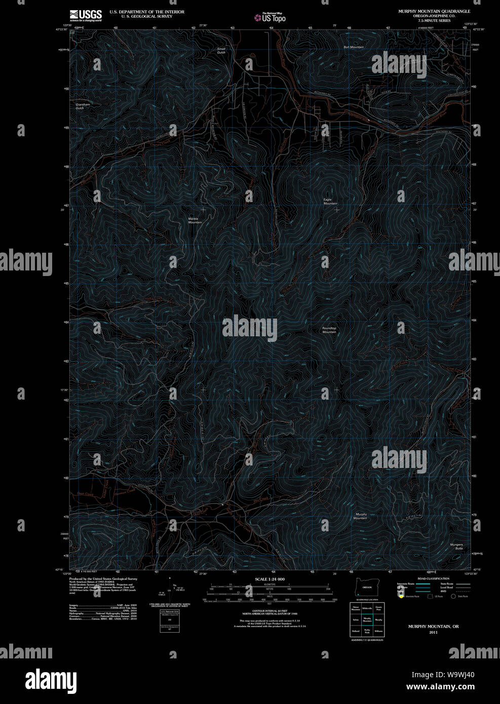 USGS Topo Map Oregon Murphy Mountain 20110831 TM Inverted Restoration ...