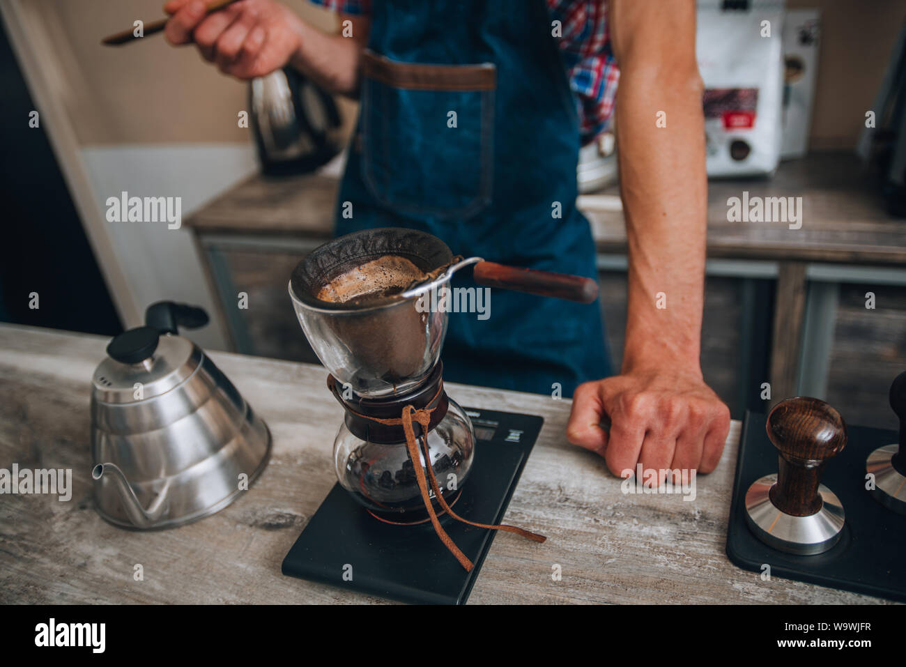 Barista cafe making coffee preparation service concept Stock Photo - Alamy