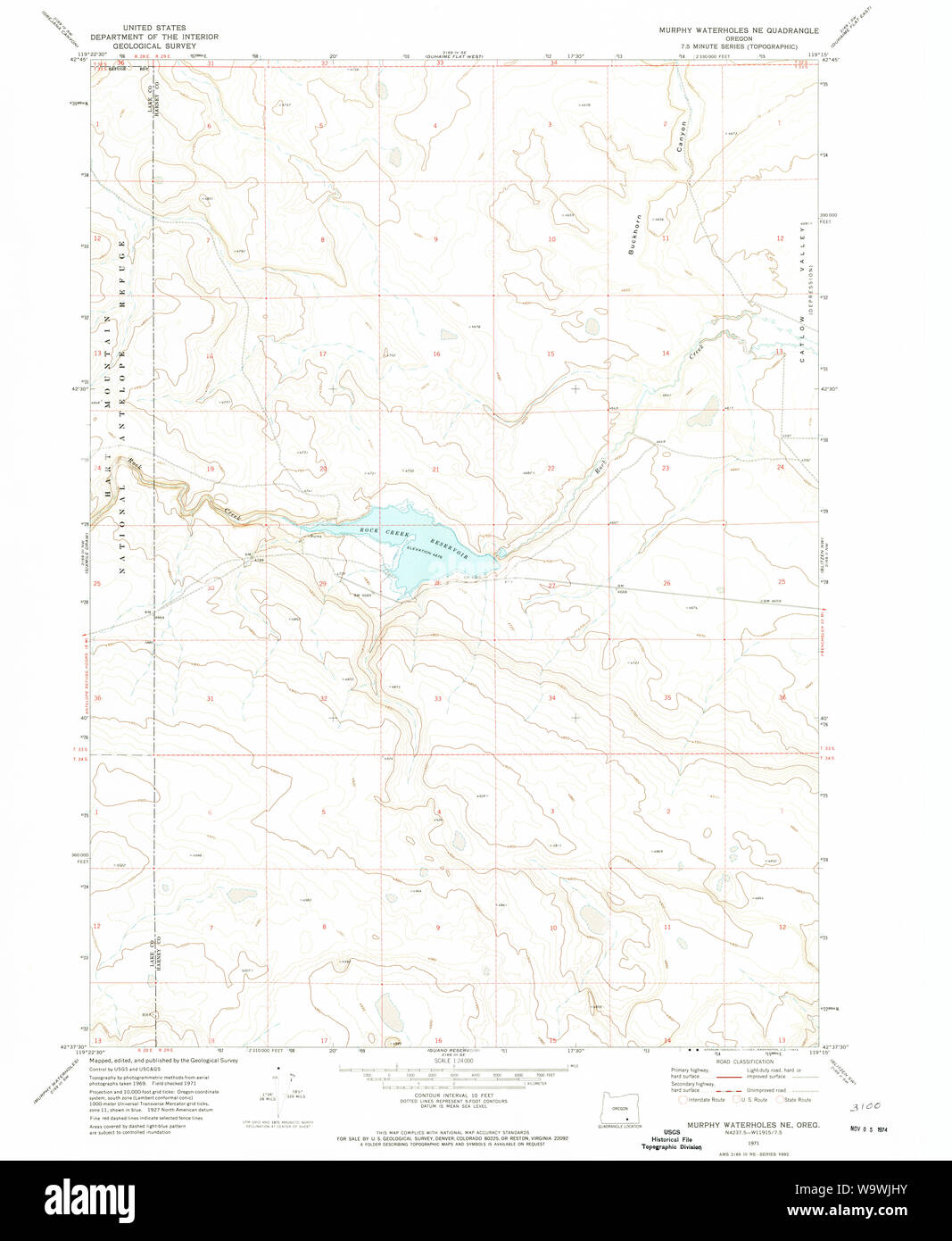 USGS Topo Map Oregon Murphy Waterholes NE 280893 1971 24000 Restoration ...