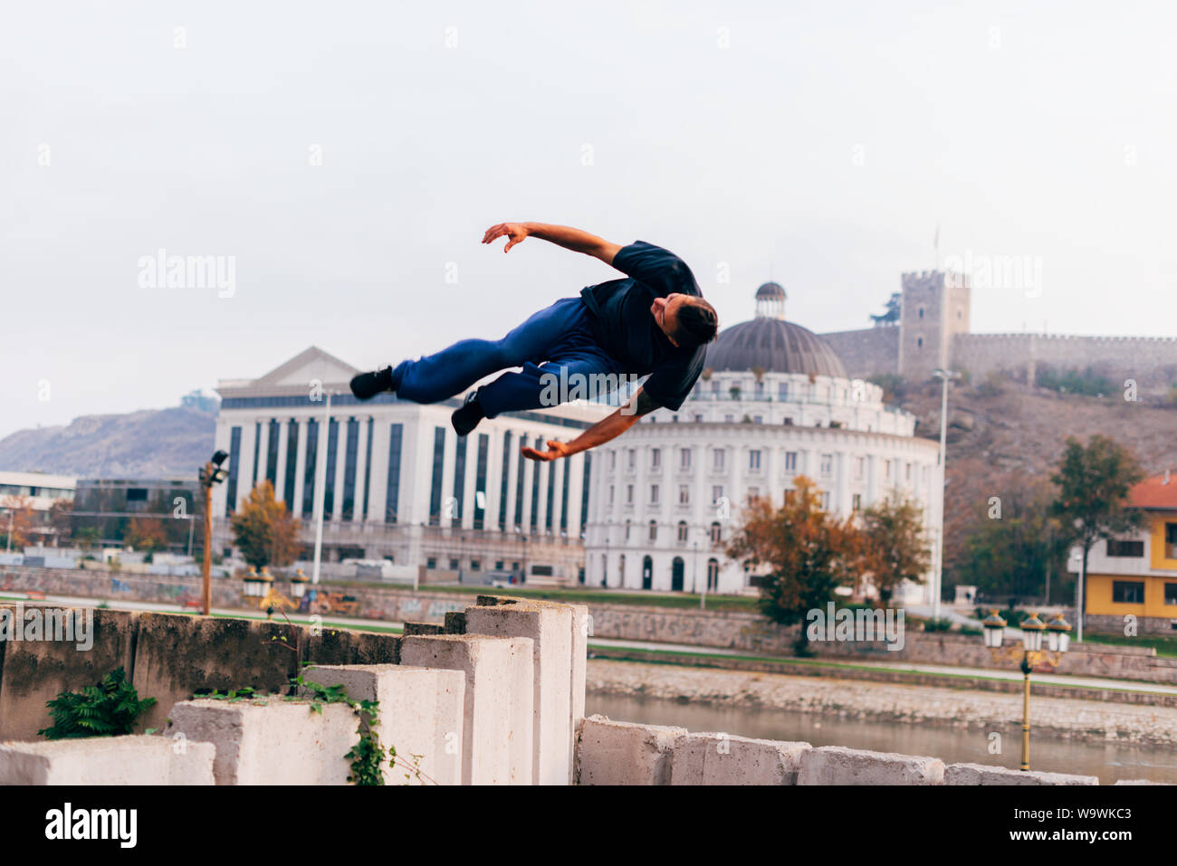 Man doing back flip on hi-res stock photography and images - Alamy