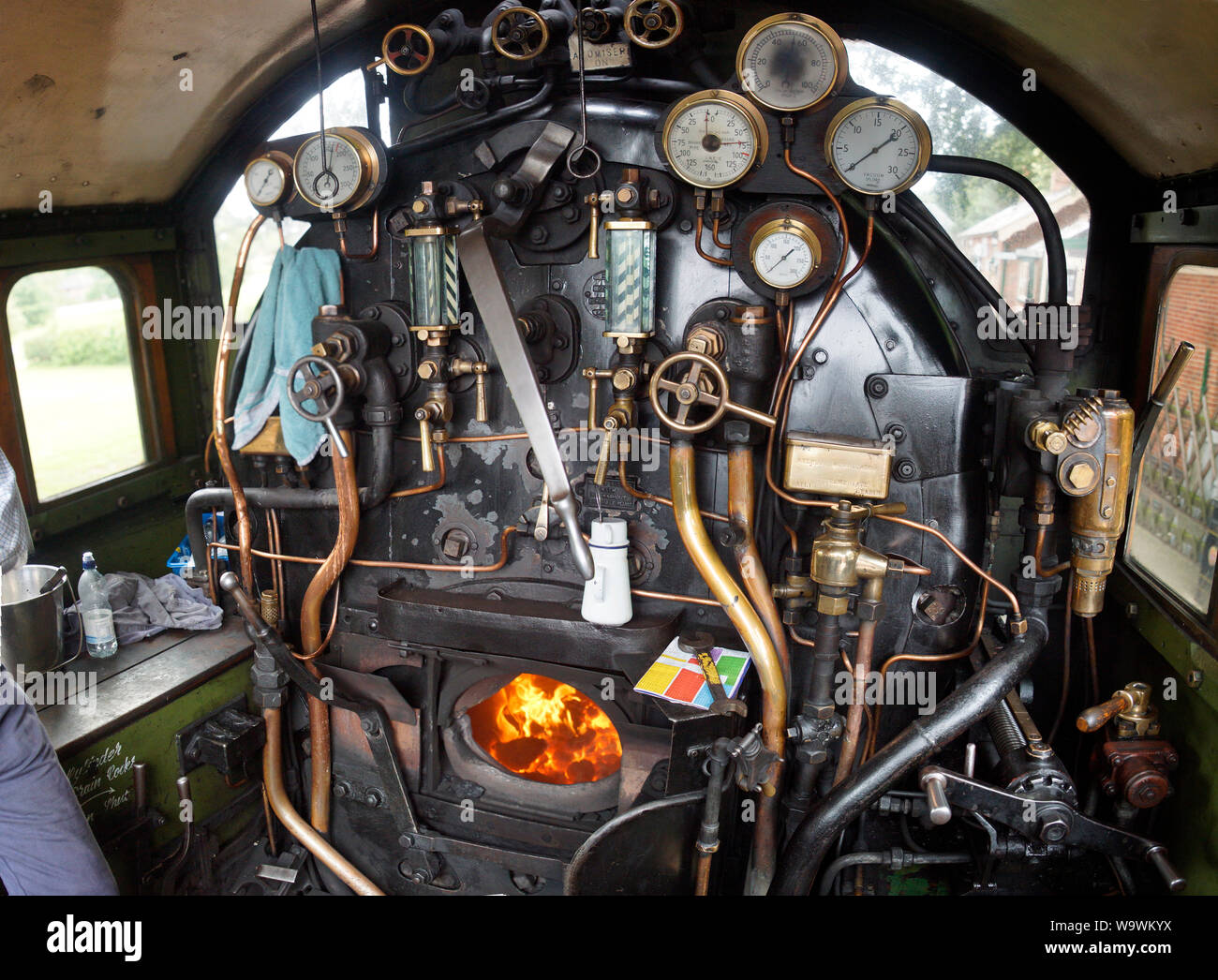 The footplate of steam locomotive 8572 class B12 Stock Photo - Alamy