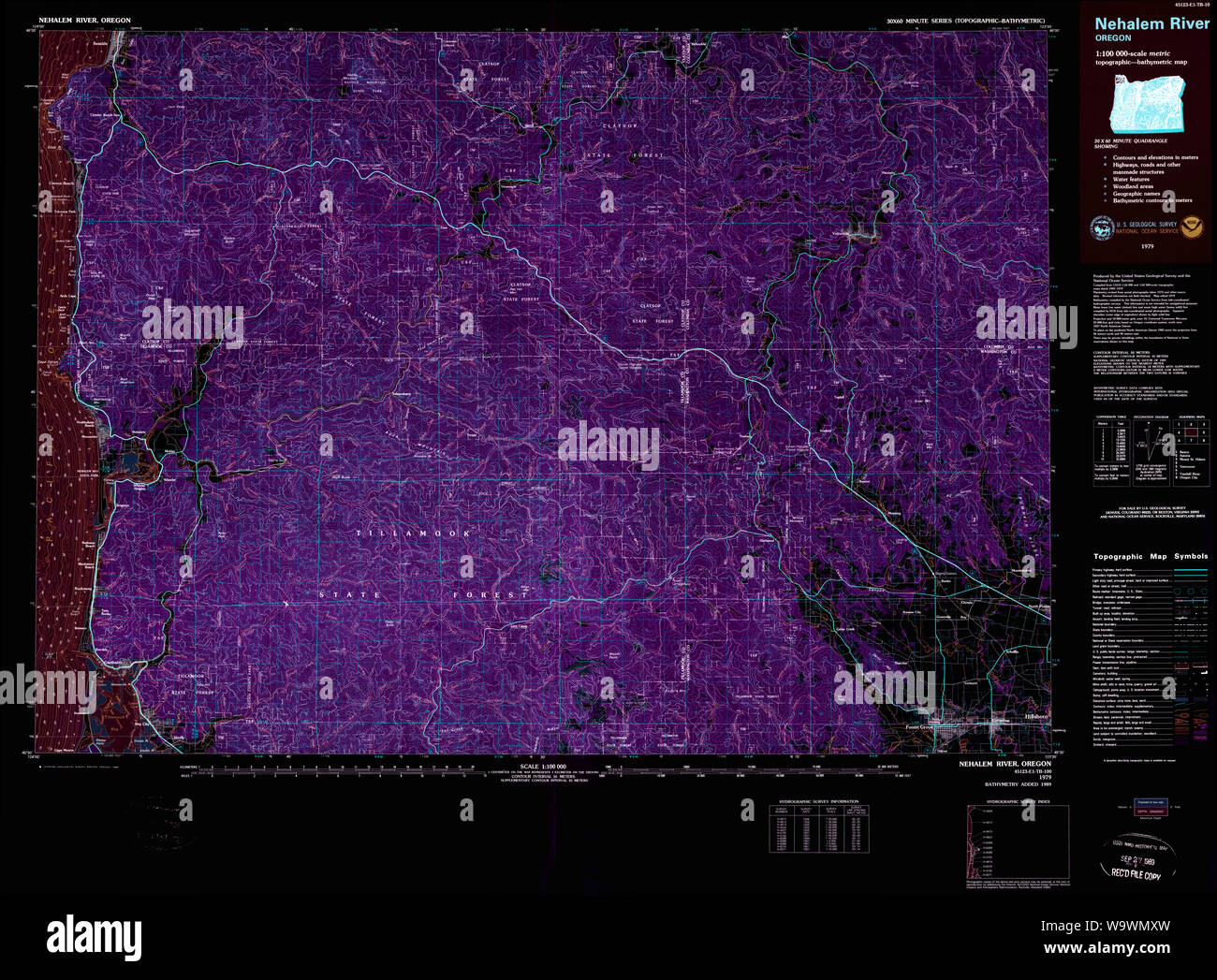 USGS Topo Map Oregon Nehalem River 283108 1979 100000 Inverted ...