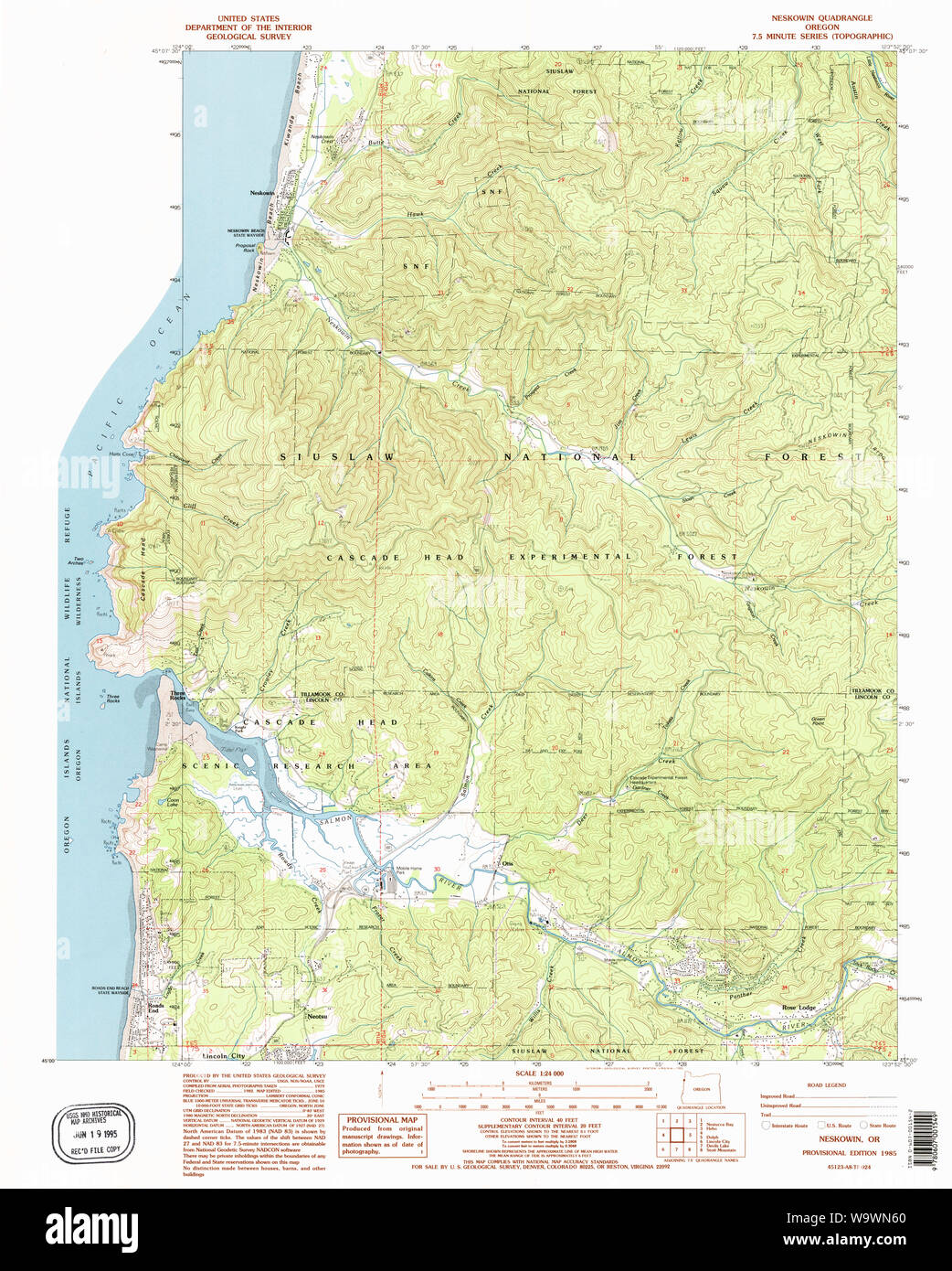 USGS Topo Map Oregon Neskowin 280909 1985 24000 Restoration Stock Photo ...