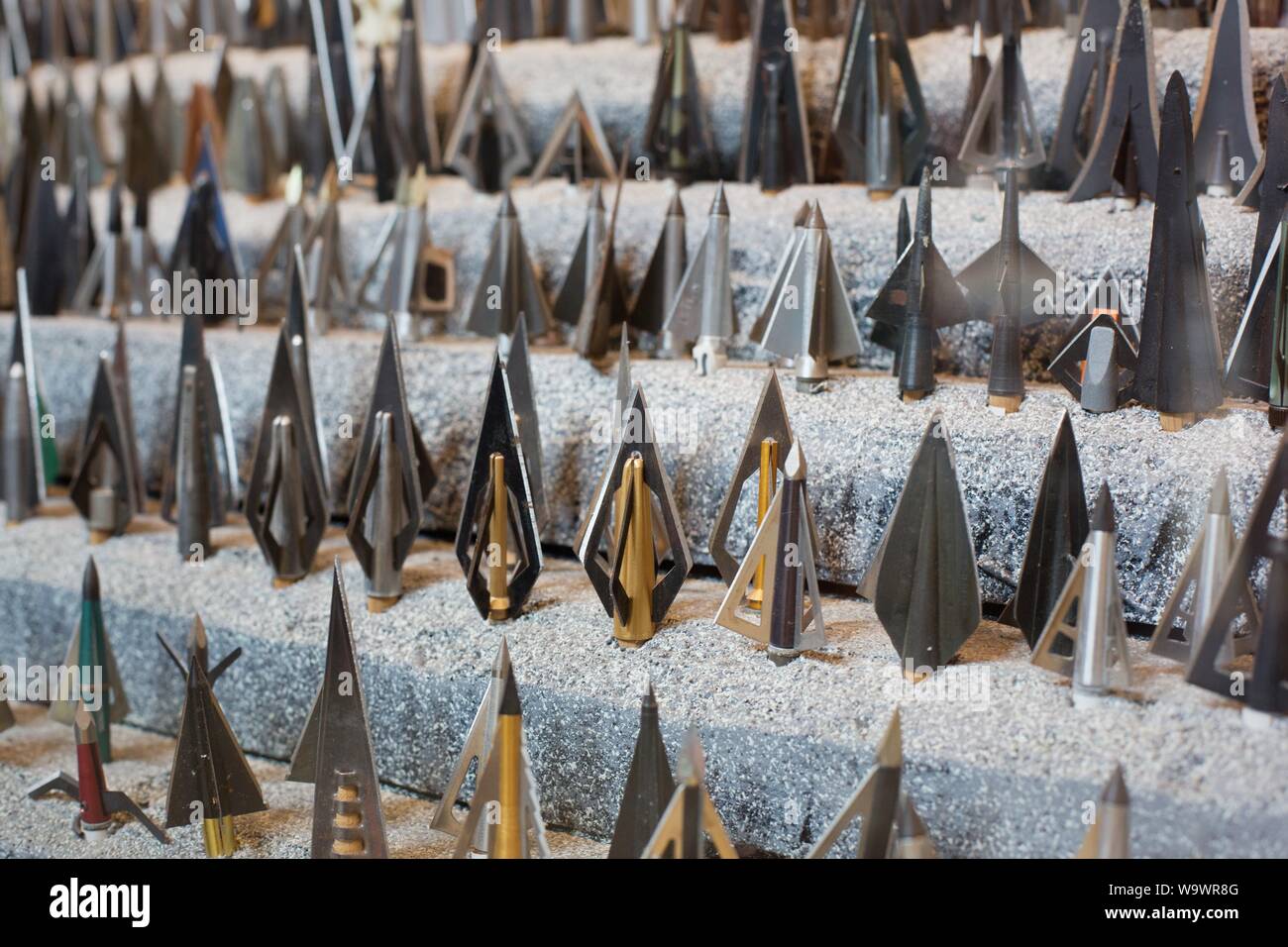 A display of various arrow tips at Bass Pro Shop in Springfield, MO ...