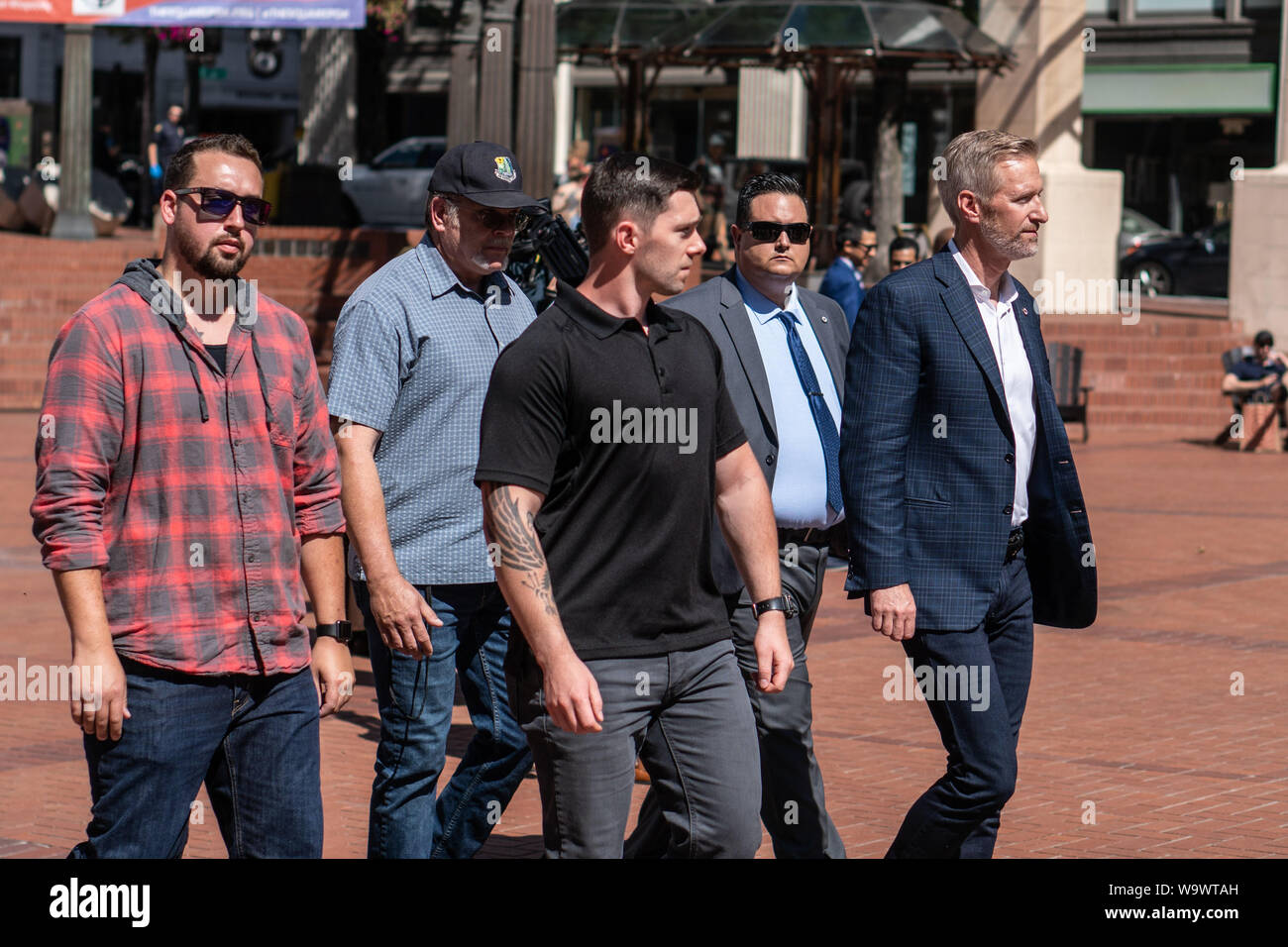 August 14, 2019 - Portland Oregon USA: Mayor Ted Wheeler walks through ...