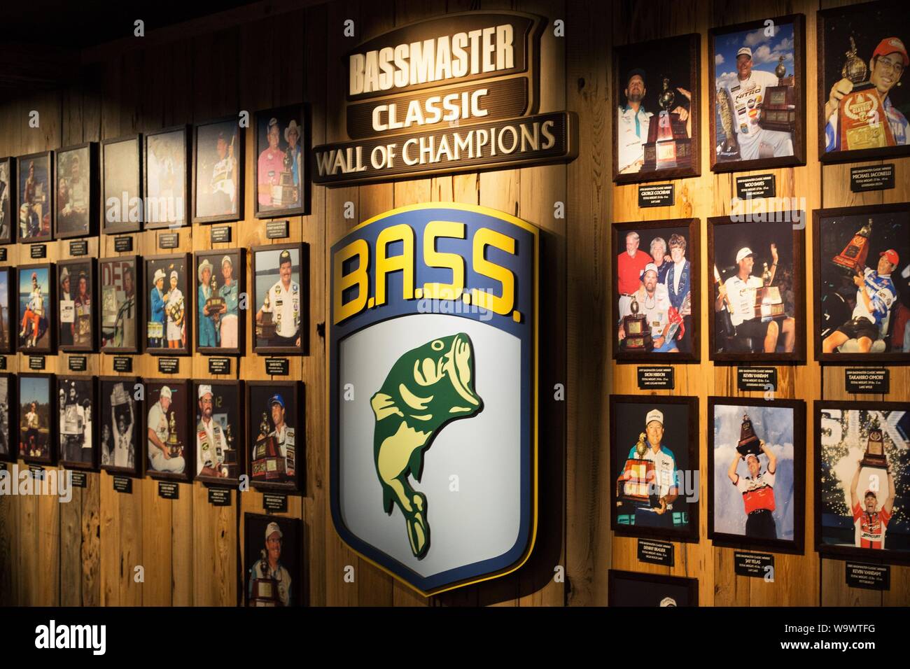 The Bassmaster Classic wall of champions at Johnny Morris' Wonders of ...