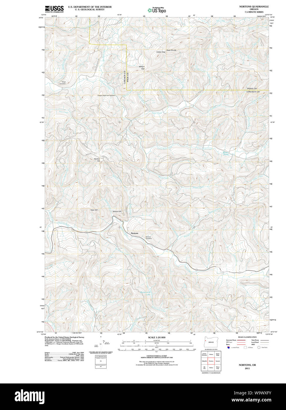 USGS Topo Map Oregon Nortons 20110831 TM Restoration Stock Photo - Alamy