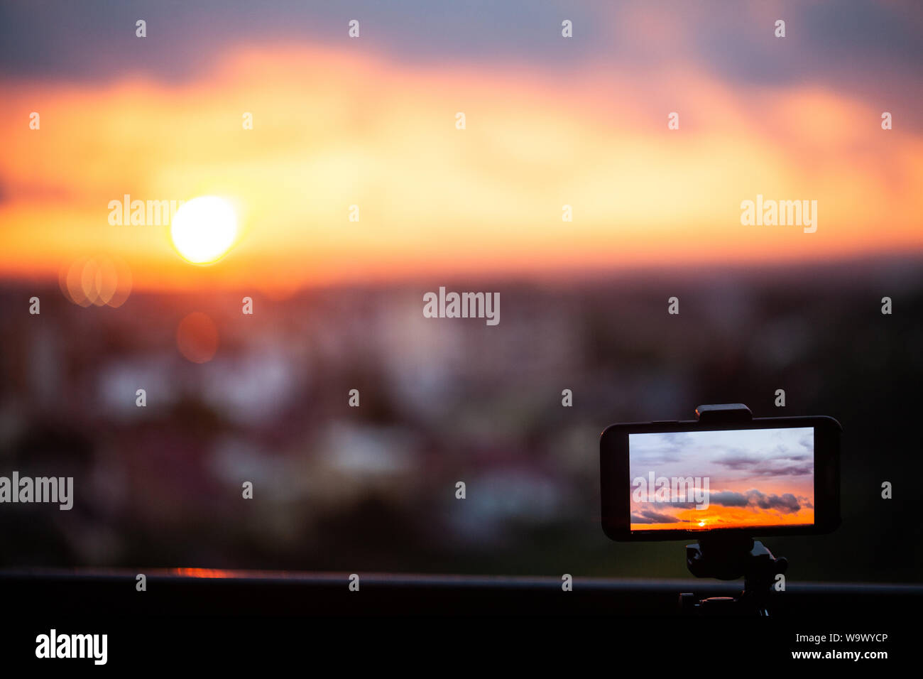Dramatic sunset with twilight color sky and clouds Stock Photo - Alamy