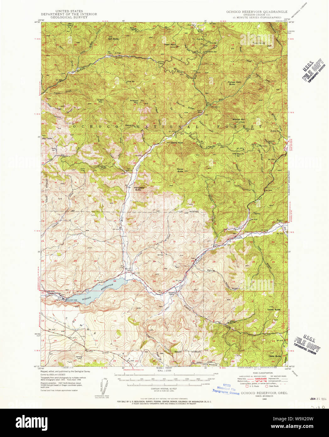 USGS Topo Map Oregon Ochoco Reservoir 282764 1948 62500 Restoration ...