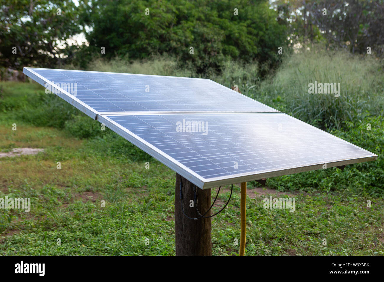 Solar panels generate power in rural houses in the interior of Brazil ...