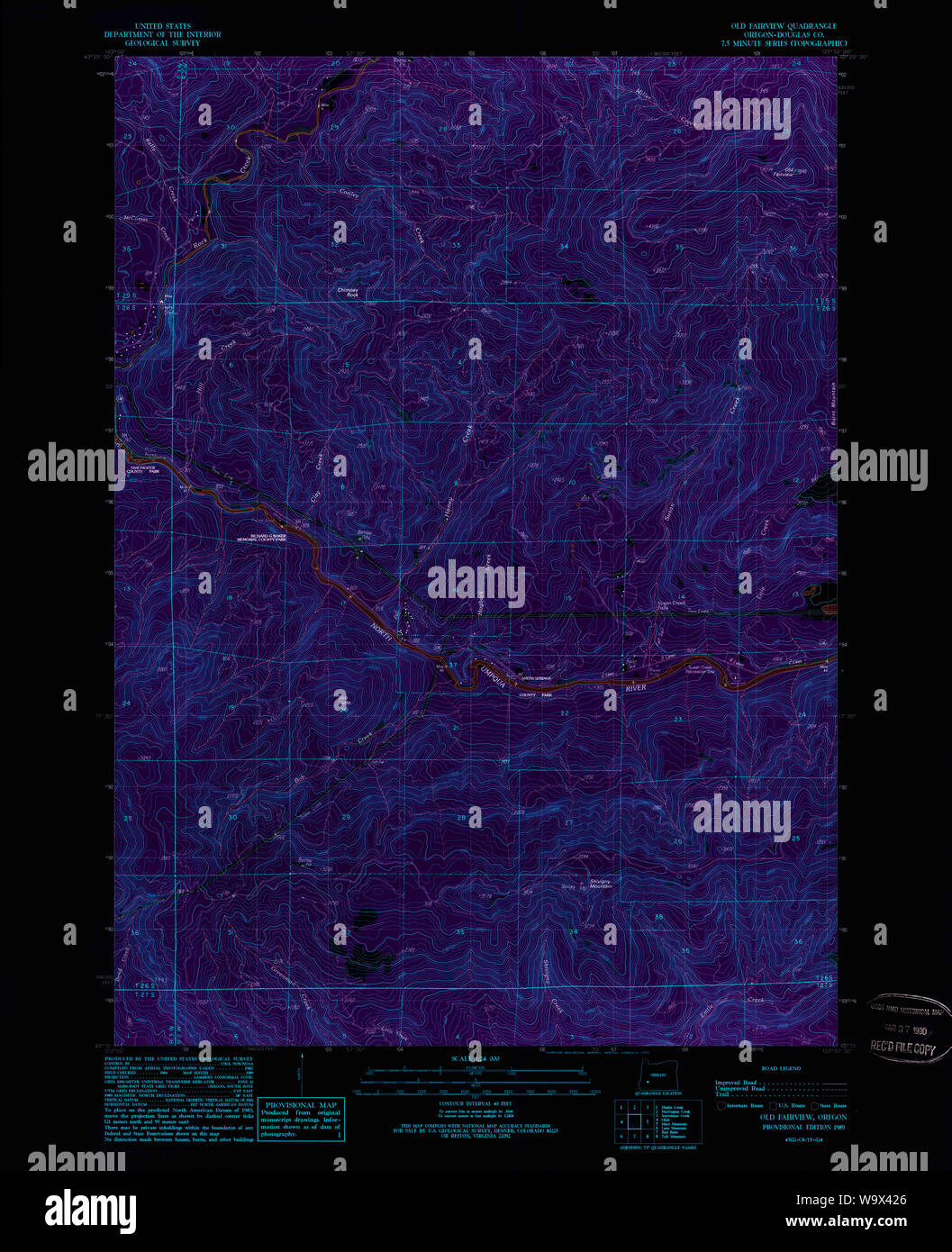 USGS Topo Map Oregon Old Fairview 280969 1989 24000 Inverted ...