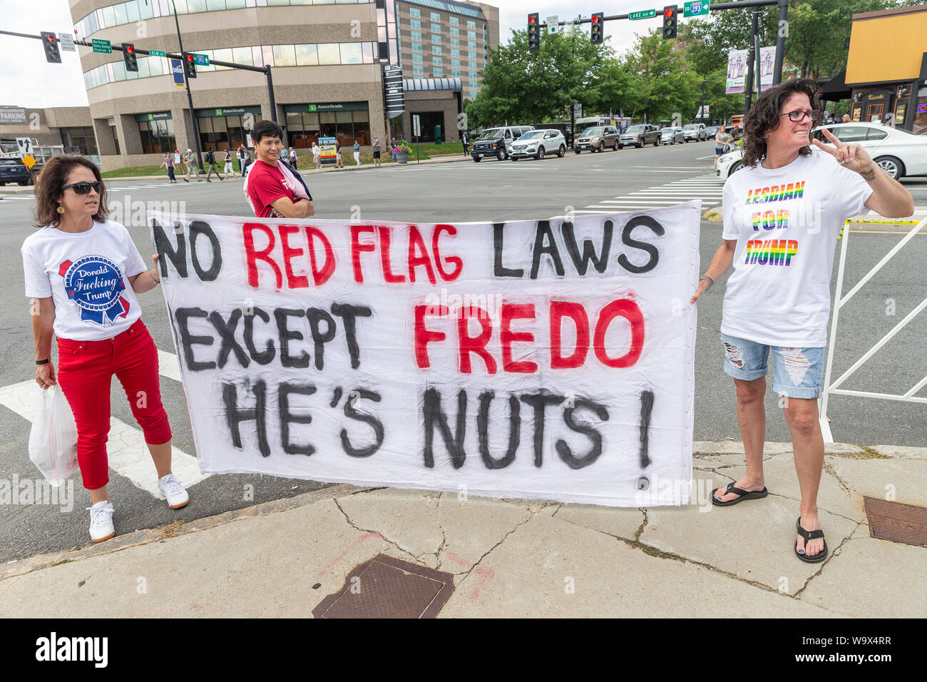 Manchester, United States. 15th Aug, 2019. Supporters of President ...