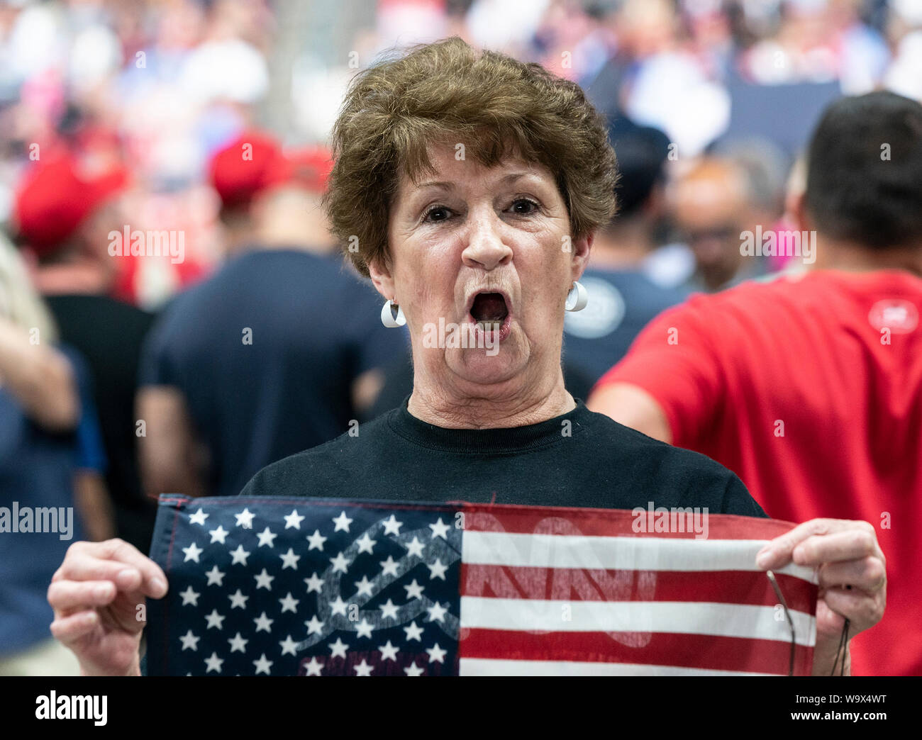 Manchester, United States. 15th Aug, 2019. Supporter of President ...