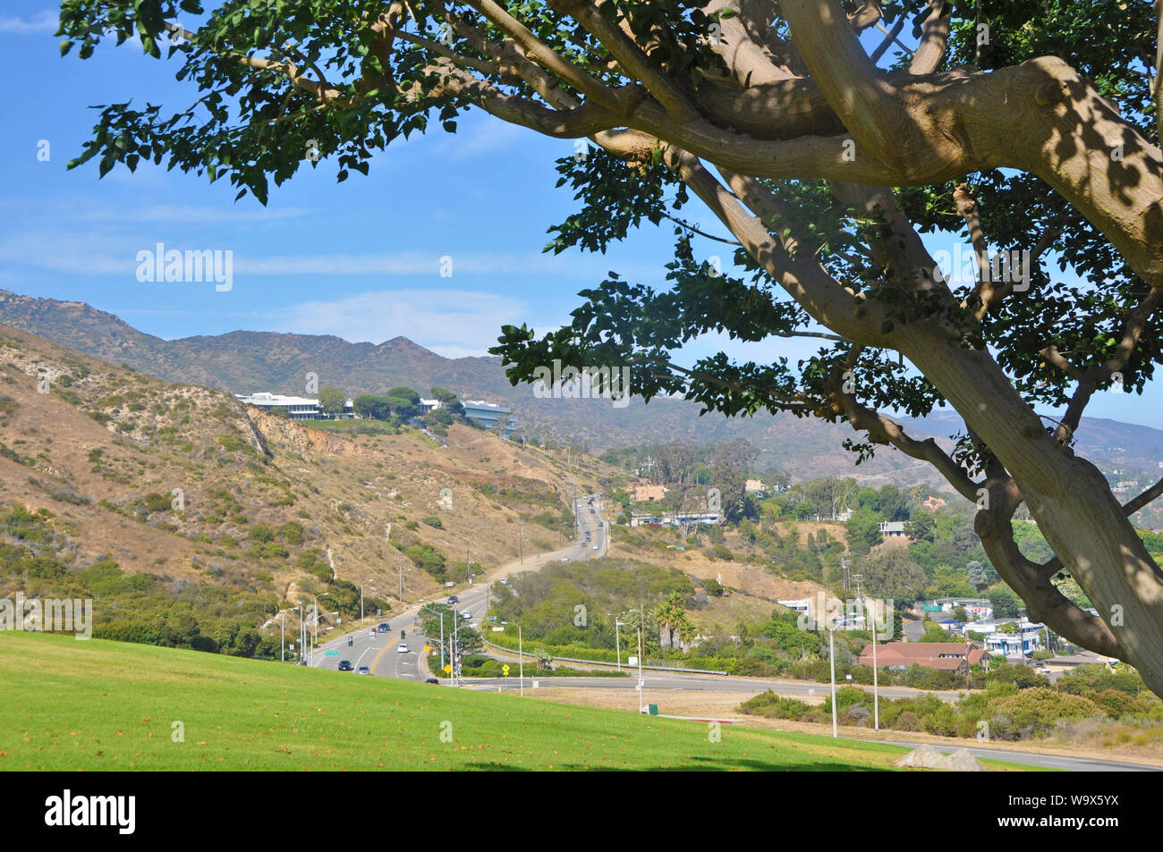 The road that leads to Malibu Canyon through the Santa Monica Mountains ...
