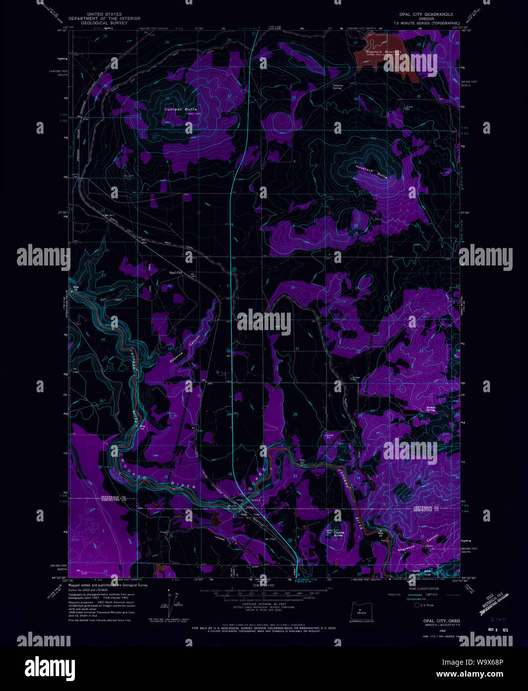 USGS Topo Map Oregon Opal City 280983 1962 24000 Inverted Restoration ...