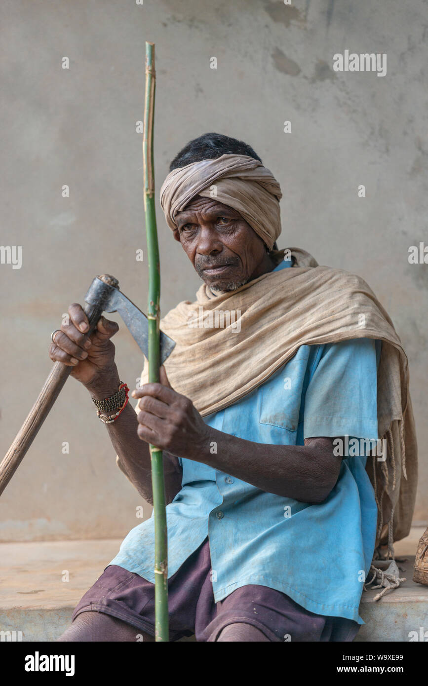 Old Village man sitting outside his house near jagdalpur,Chhattisgarh ...