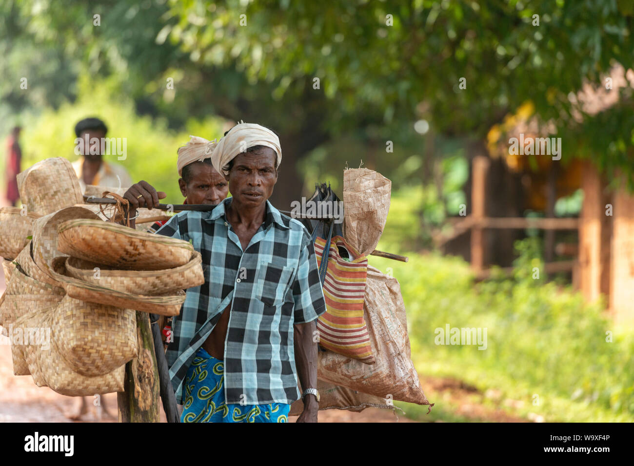 Tribal Villager going to marketplace to sell village products near ...