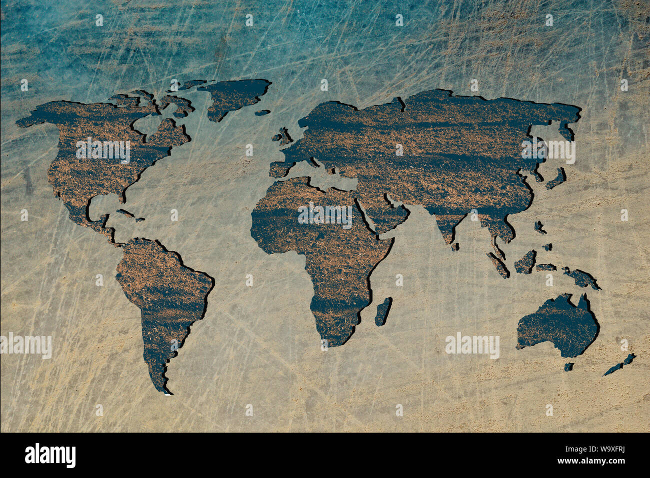 Roughly outlined world map with white background Stock Photo - Alamy
