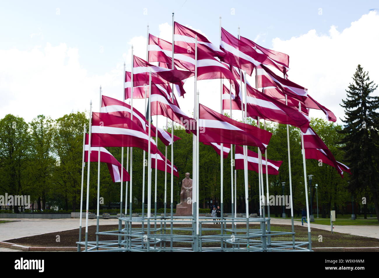 Flags flying proudly in honor of Latvia Independence Day in Riga ...