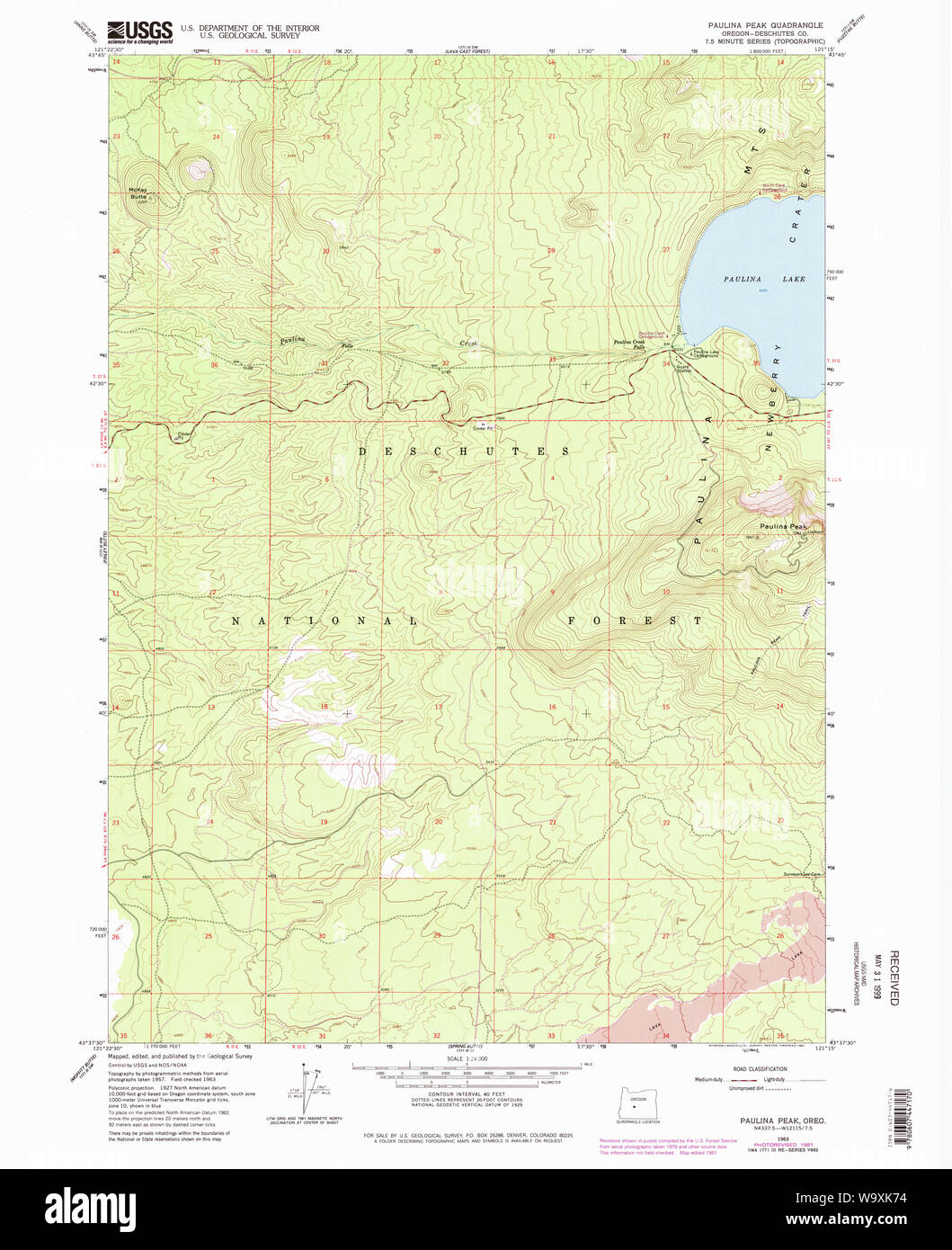USGS Topo Map Oregon Paulina Peak 281049 1963 24000 Restoration Stock ...