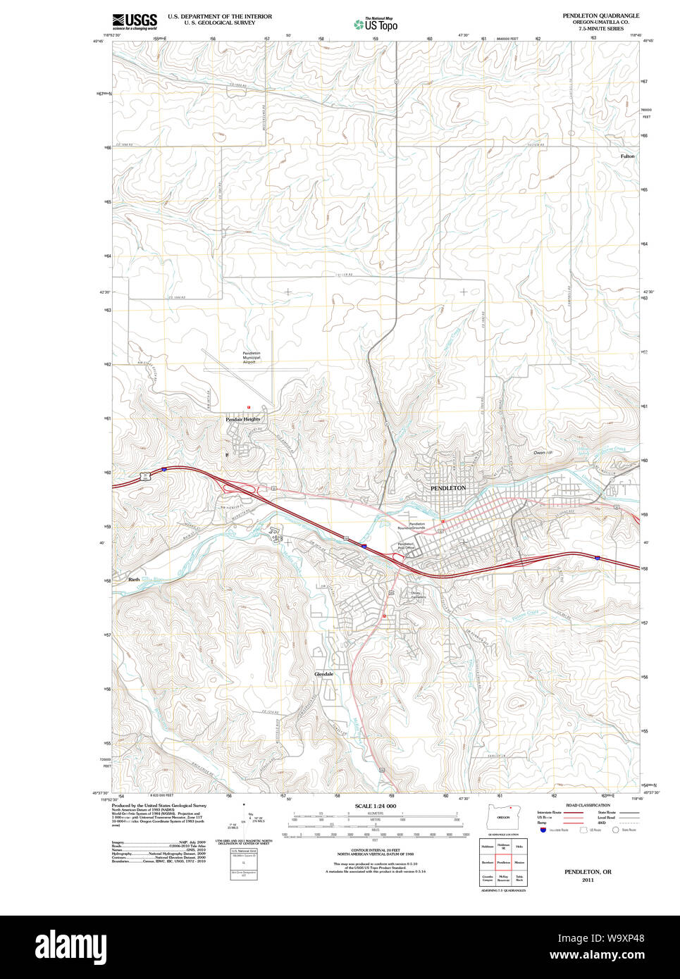 Pendleton oregon map Cut Out Stock Images & Pictures - Alamy