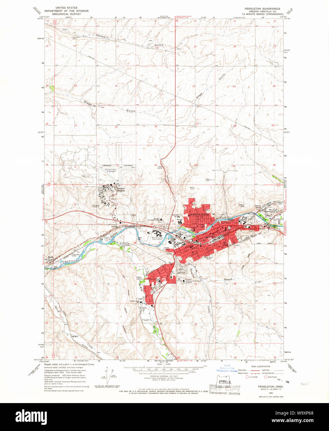 Pendleton Oregon Map High Resolution Stock Photography and Images - Alamy