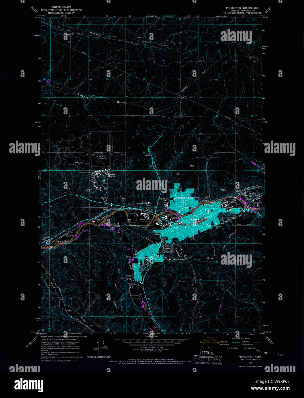 Map Of Pendleton Oregon High Resolution Stock Photography and Images ...