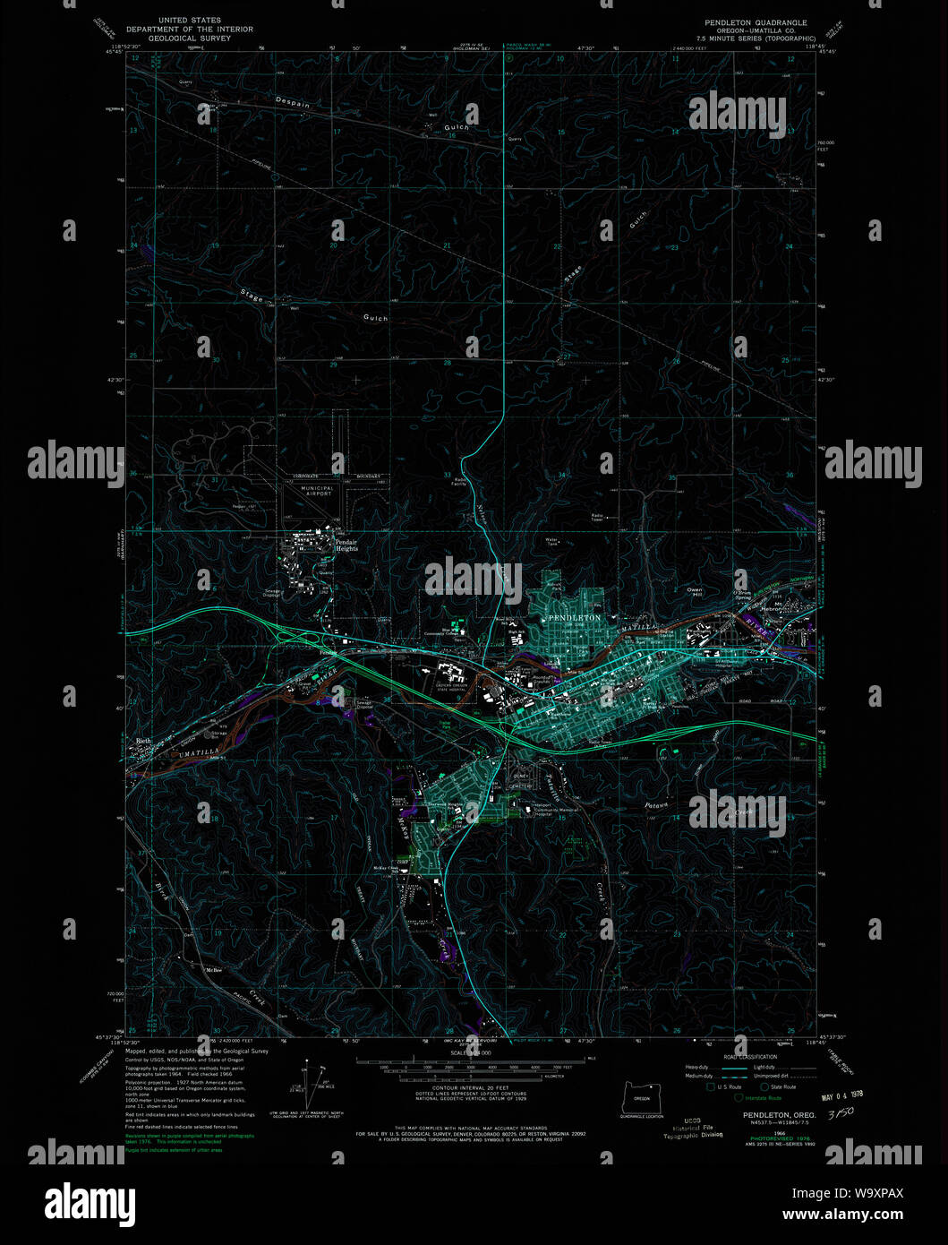 Pendleton oregon map hi-res stock photography and images - Alamy