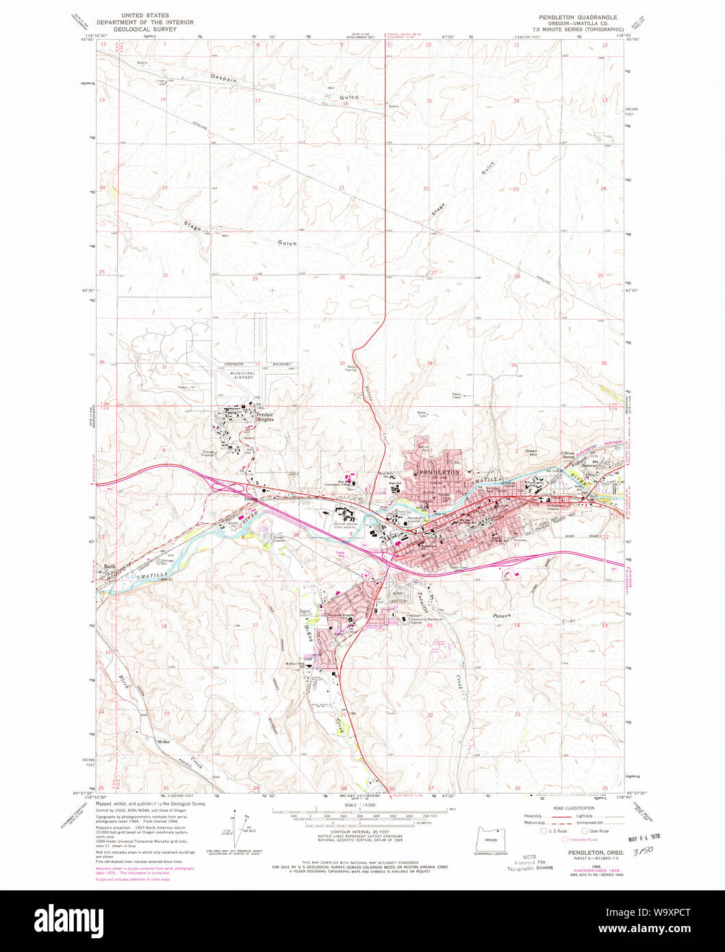 Pendleton oregon map Cut Out Stock Images & Pictures - Alamy