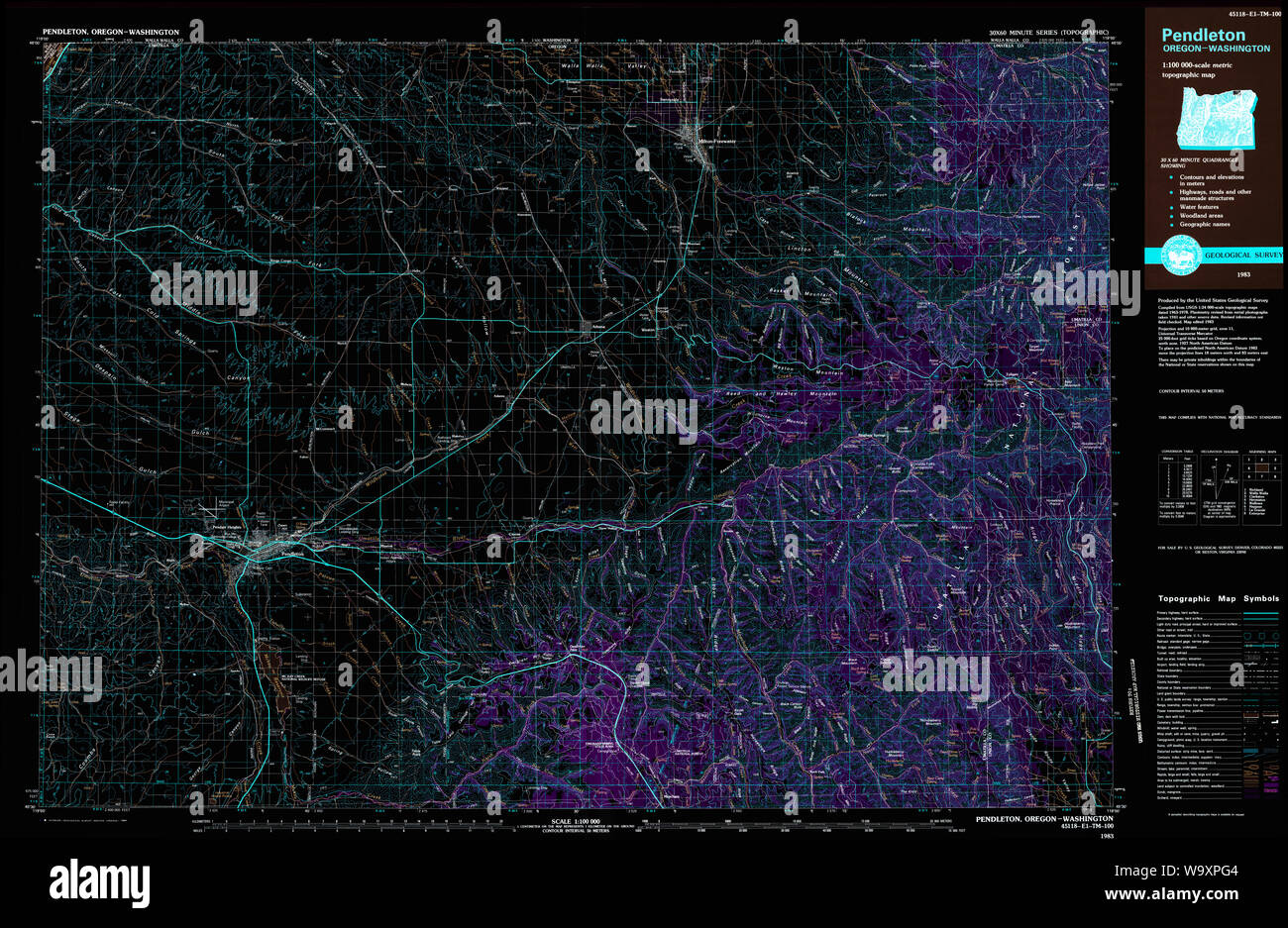 Pendleton oregon map hi-res stock photography and images - Alamy