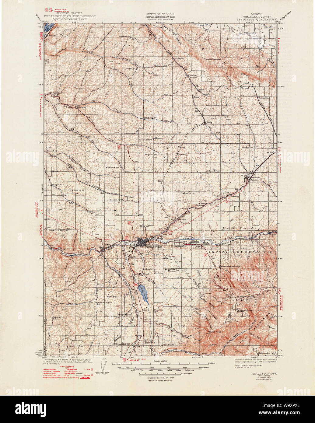 Pendleton oregon map hi-res stock photography and images - Alamy