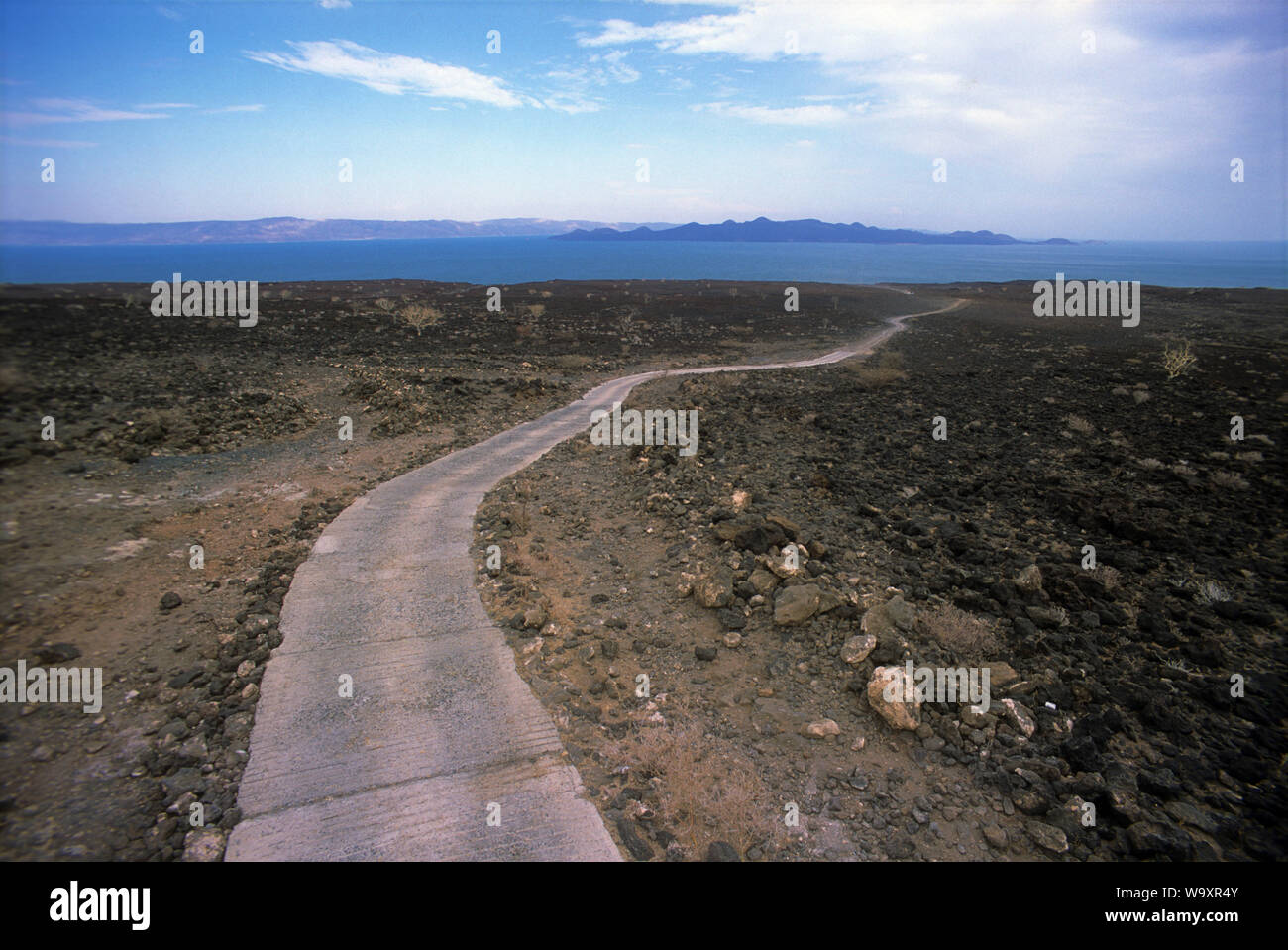 Road to Loyangalani showing Lake Turkana landscape in the remote ...