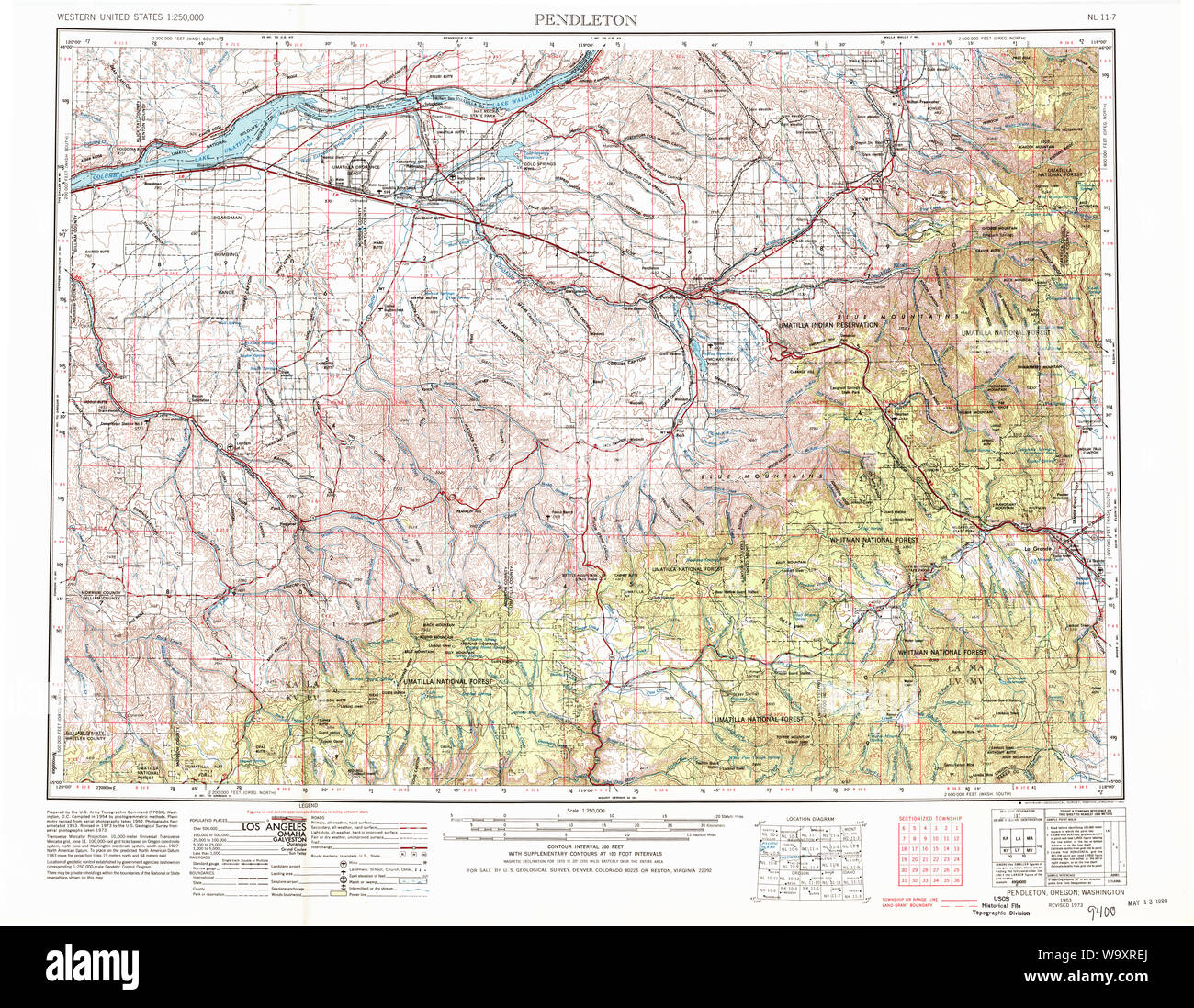 Pendleton oregon map Cut Out Stock Images & Pictures - Alamy