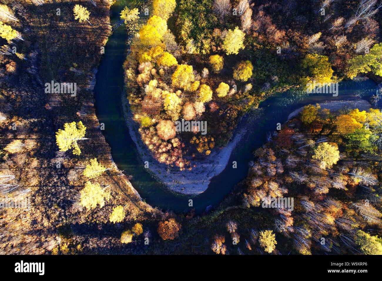 Aerial color Lin river Stock Photo - Alamy