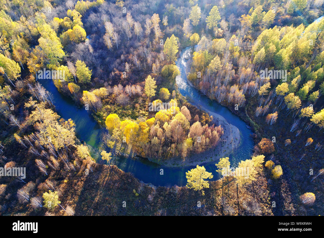 Aerial color Lin river Stock Photo - Alamy