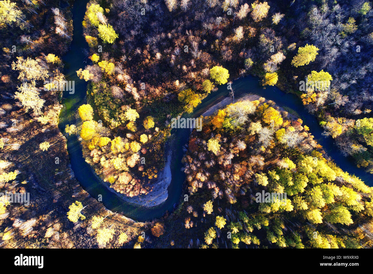 Aerial color Lin river Stock Photo - Alamy