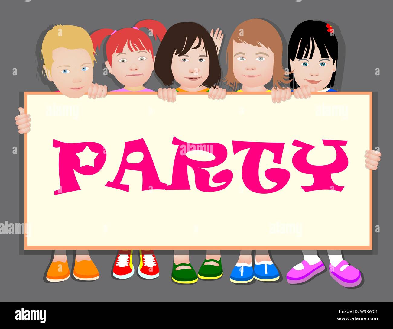 Boy girl holding big board Stock Vector Images - Alamy