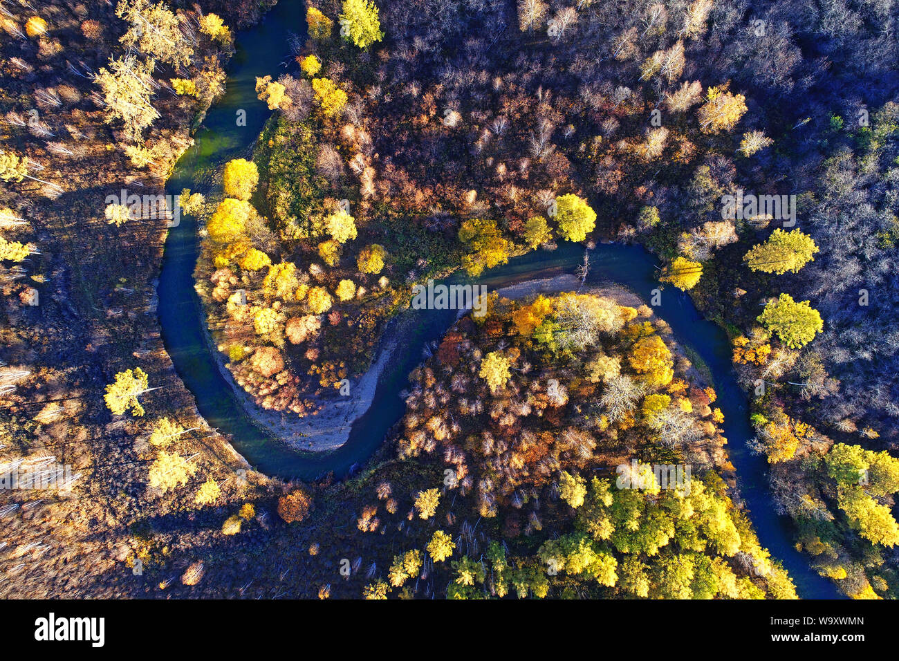 Aerial color Lin river Stock Photo - Alamy