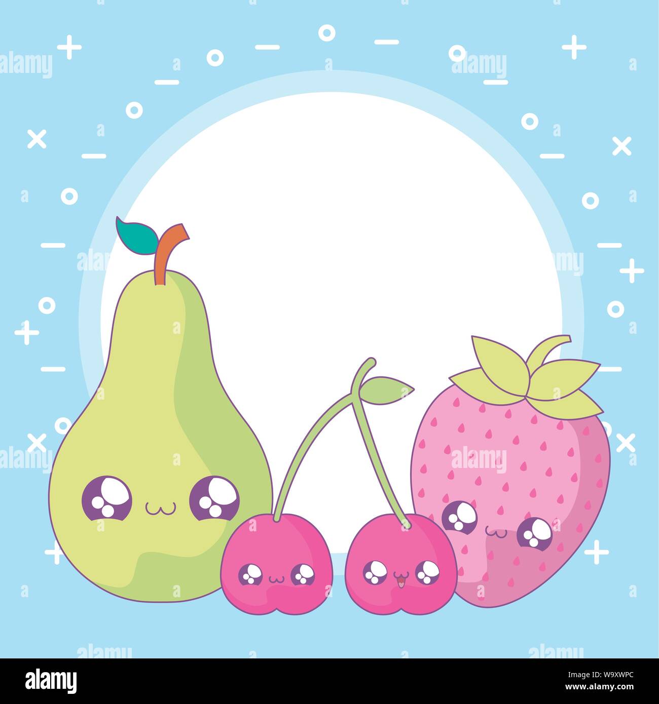 set of cute fruits style kawaii vector illustration design Stock Vector ...
