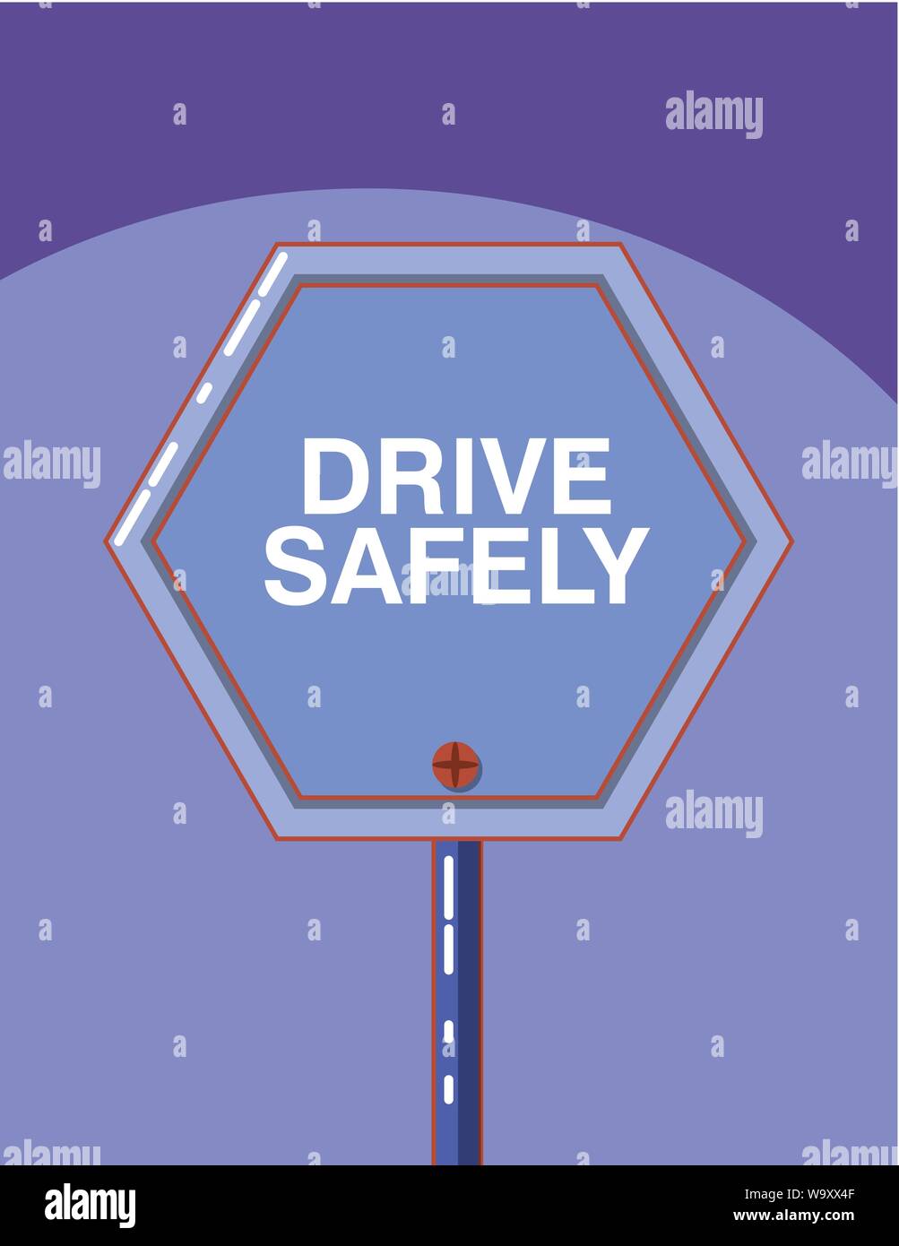 drive safely design with warning sign icon over purple background ...