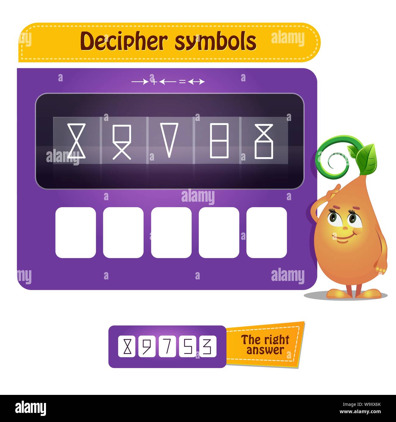 Visual Game for children and adults . Task game decipher symbols Stock ...