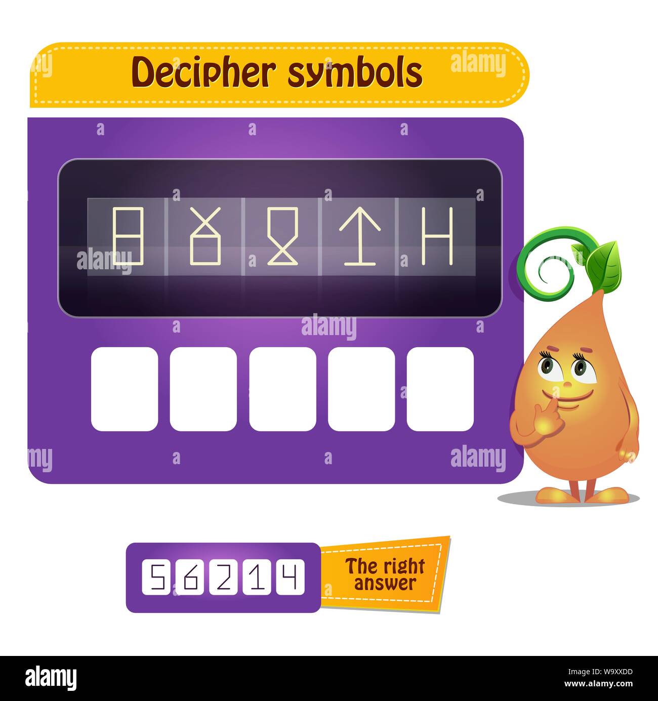 Visual Game for children and adults . Task game decipher symbols Stock ...